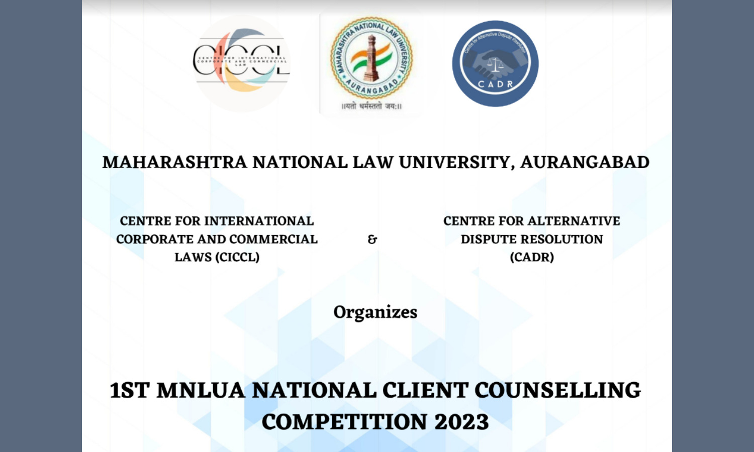 1st MNLUA National Client Counselling Competition 2023 | Maharashtra ...