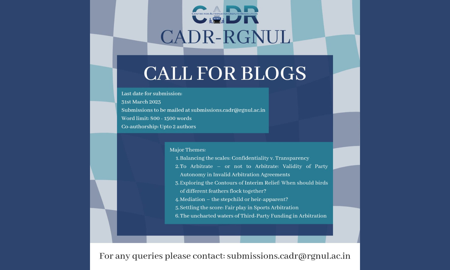 CADR RGNUL Call for Blogs | Centre for Alternative Dispute Resolution ...