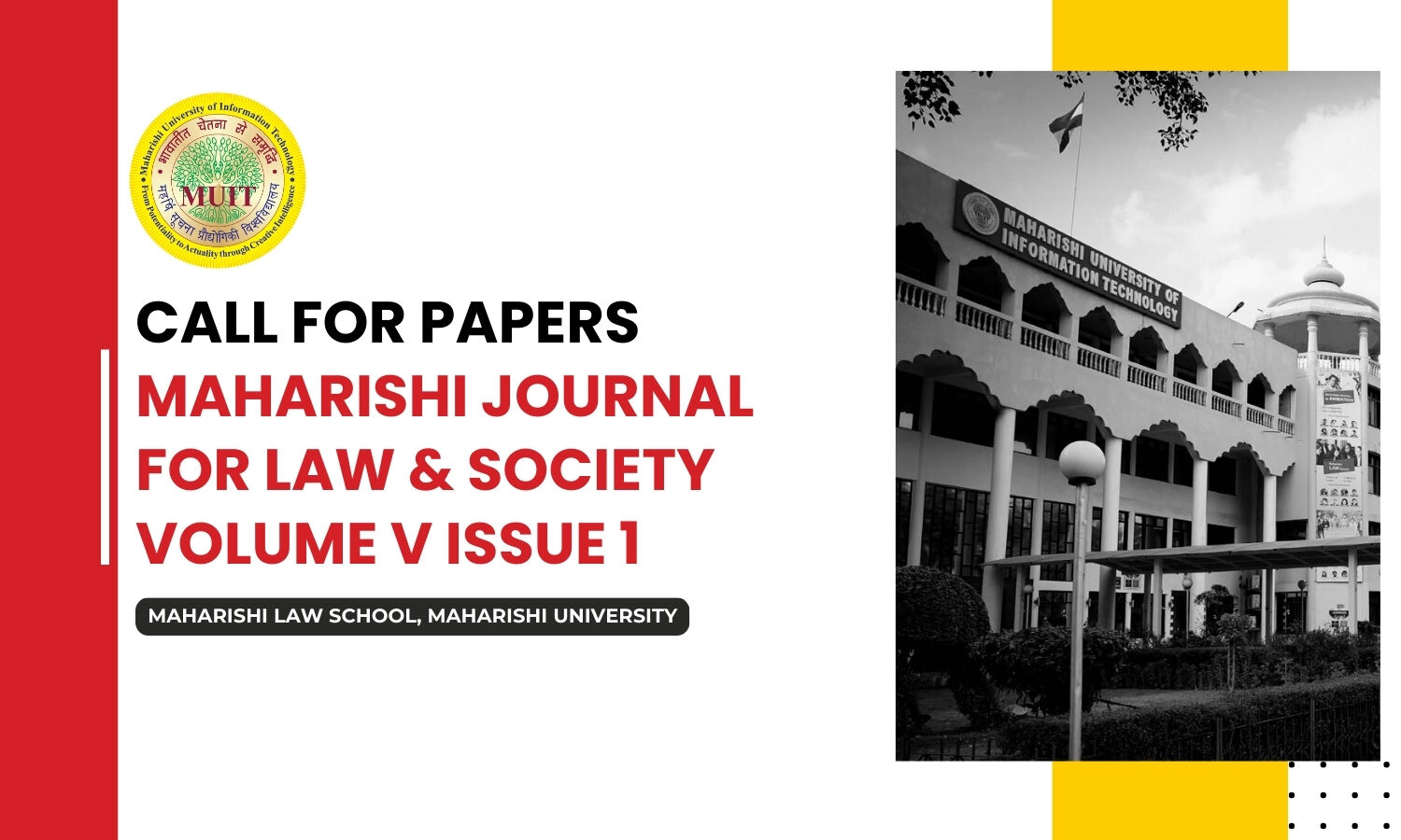 Call for Papers: Maharishi Journal for Law & Society Volume V Issue 1 | Maharishi University