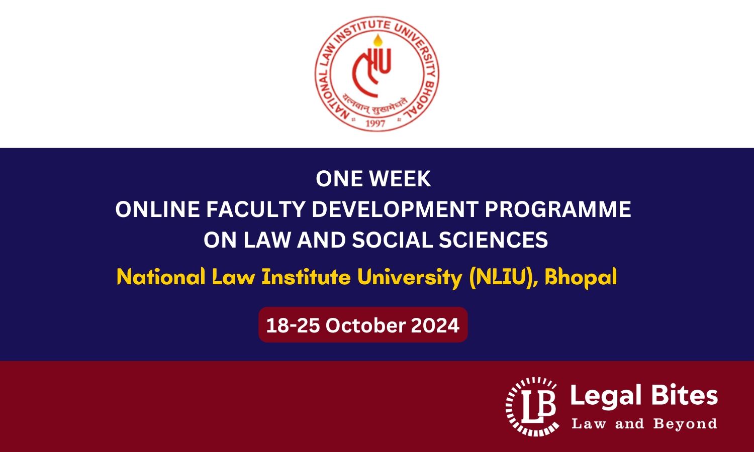 NLIU Bhopal FDP: One-Week Online Faculty Development Program on Law and Social Sciences | 18-25 ...